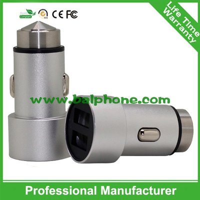 2015 top selling 5V 3.1A stainless steel dual usb Car Charger Manufacturers & Factory of U