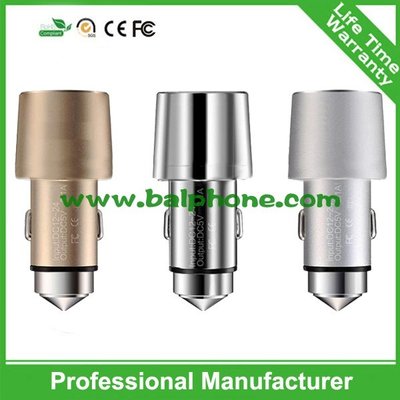 2015 top selling 5V 3.1A stainless steel dual usb Car Charger Manufacturers & Factory of U