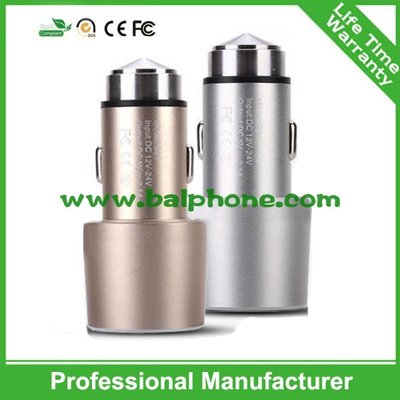 2015 top selling 5V 3.1A stainless steel dual usb Car Charger Manufacturers & Factory of U