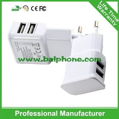 CE approved 5V/2.1A White wholesale mini dual usb wall charger for iphone