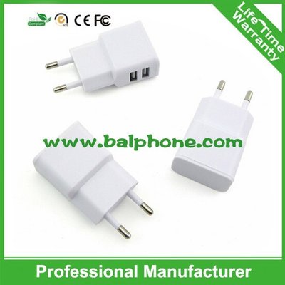 CE approved 5V/2.1A White wholesale mini dual usb wall charger for iphone