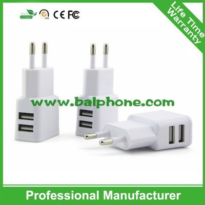 CE approved 5V/2.1A White wholesale mini dual usb wall charger for iphone