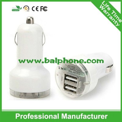 Car Cigarette Powered Dual 2 USB Adapter Charger for Mobile phone
