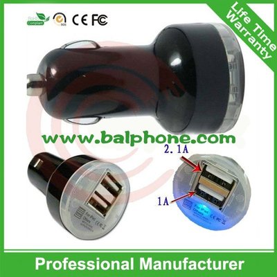 Car Cigarette Powered Dual 2 USB Adapter Charger for Mobile phone