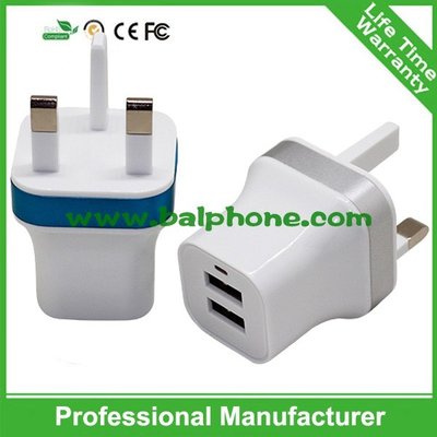 UK Plug 2 usb wall usb charger 5V2.1A