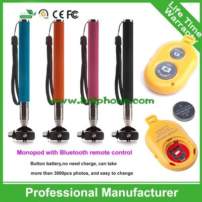 Selfie stick wireless bluetooth with remote controll made in china for mobile accessory