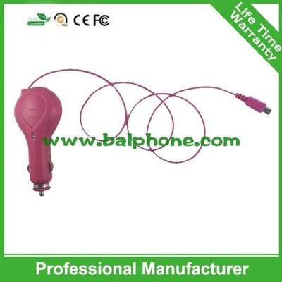 High Performance Mobile Phones Micro USB Retractable Cable Car Charger with USB Output,USB