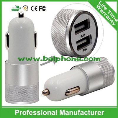 LED light 2 USB car charger 5V 2.1A multiple colors available