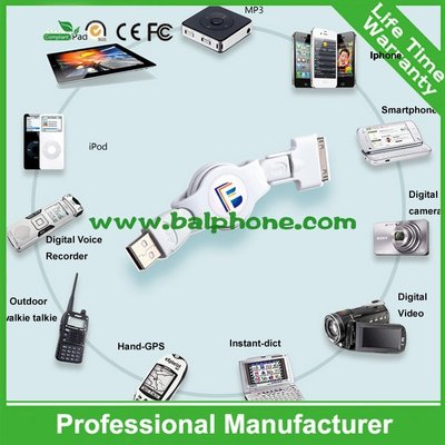 wholesale retractable usb cable for iphone 4 extension retractable usb cable