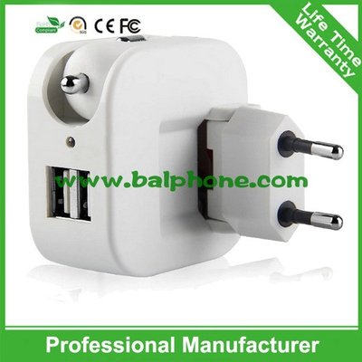 hot sale portable foldable EU/US 2 in 1 travel and car charger for iphone/ipad/samsung/bla