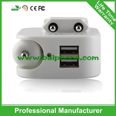 hot sale portable foldable EU/US 2 in 1 travel and car charger for iphone/ipad/samsung/bla