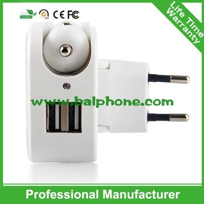 hot sale portable foldable EU/US 2 in 1 travel and car charger for iphone/ipad/samsung/bla