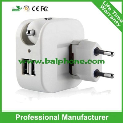 hot sale portable foldable EU/US 2 in 1 travel and car charger for iphone/ipad/samsung/bla