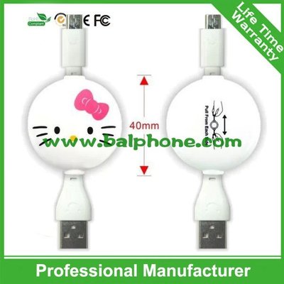 1m ew retractable cable with hello kitty