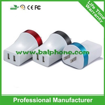 EU US UK Plug 2 usb wall usb charger 5V2.1A