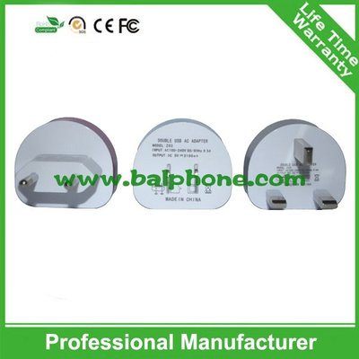 EU US UK Plug 2 usb wall usb charger 5V2.1A