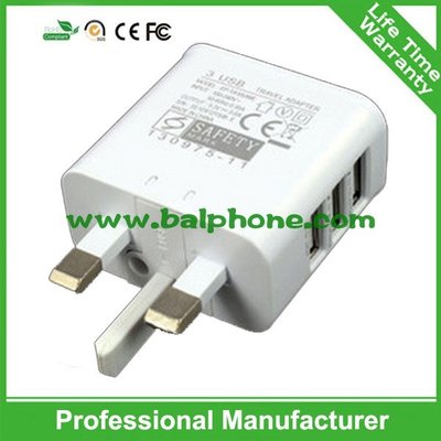 2015 latest 5V 2A UK plug travel charger 3 port usb wall charger