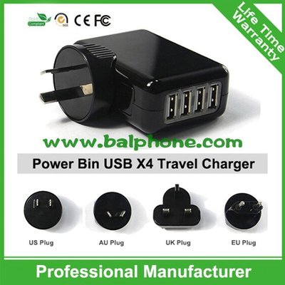 UK,EU,US,AU Plug 4 port mobile phone charger 4 Port USB Travel charger