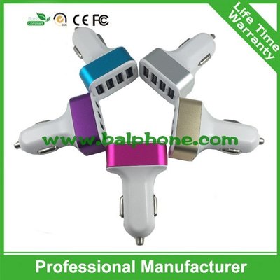 4USB 5.2A car charger with color metal finishing
