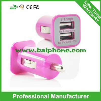 Portable mini car charger dual usb for mobile phone