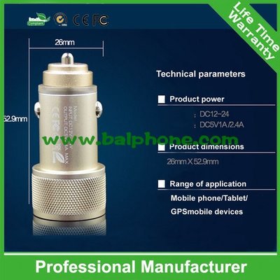 Portable 2 USB Port Multiple Mobile Phone Car Charger USB Adapter