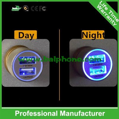 Portable 2 USB Port Multiple Mobile Phone Car Charger USB Adapter