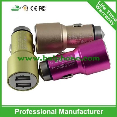 2015 top selling 5V 3.1A stainless steel dual usb Car Charger