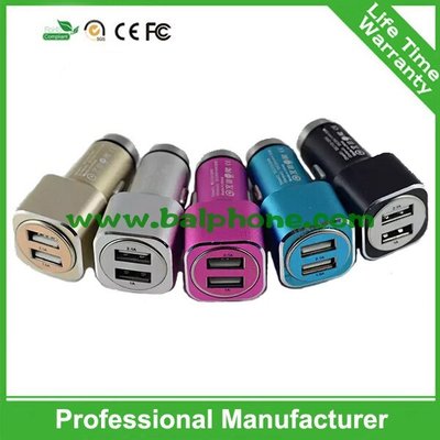 factory supply safest dual usb port aluminum alloy car charger with emergency hammer