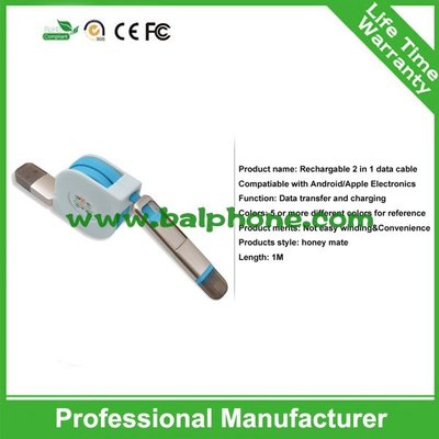 Iphone 6/Micro 2in1 retractable data cable