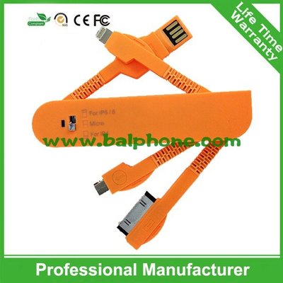 3 in 1 Swiss Army Knife Style USB OTG Data Cable for Smartphone with LED light