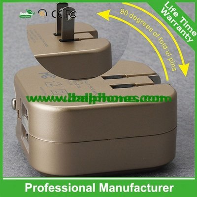 Manufacturer direct promotion portable 2 in 1 travel and car charger interchangeable plug