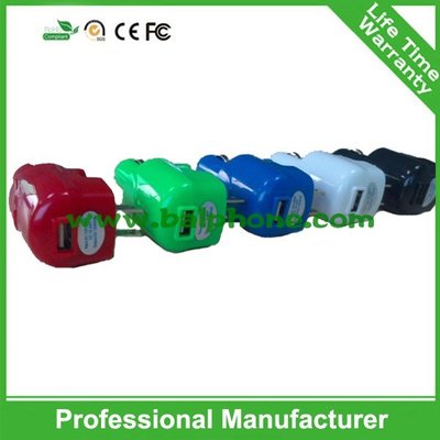 2 in 1 single usb car charger wall charger travel charger