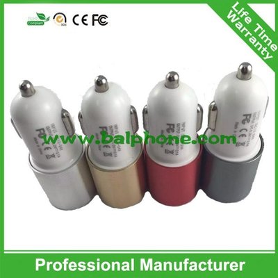 aluminium alloy 2 USB car charger 5V 2.1A multiple colors available