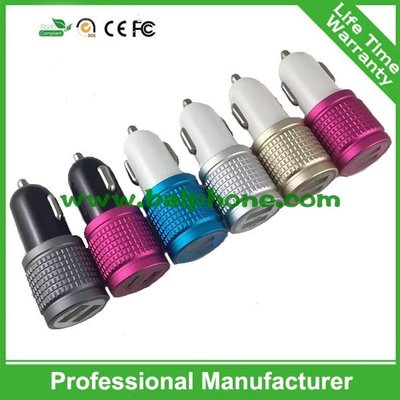 Wholesale dual ports usb charger aluminum alloy Unique design car charger