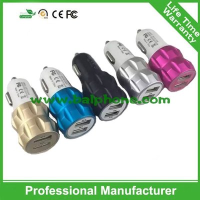 New model aluminium alloy cover dual USB car auto charger two USB output 2.1A metal