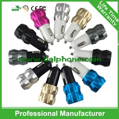 New model aluminium alloy cover dual USB car auto charger two USB output 2.1A metal