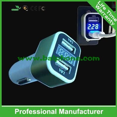 Newest 2 ports best in car usb charger with LED screen display