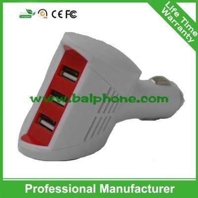 2016 5V 3.4A wholesale USB Car Charger, 3 USB Car Charger for iPhone