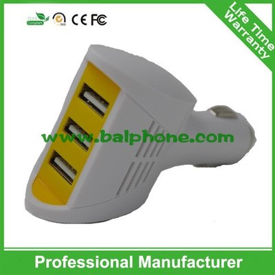 2016 5V 3.4A wholesale USB Car Charger, 3 USB Car Charger for iPhone