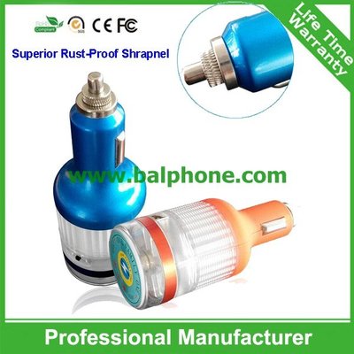 2.1A New  4 in 1 Car charger Colourful USB charging with safety hammer LED light caution light