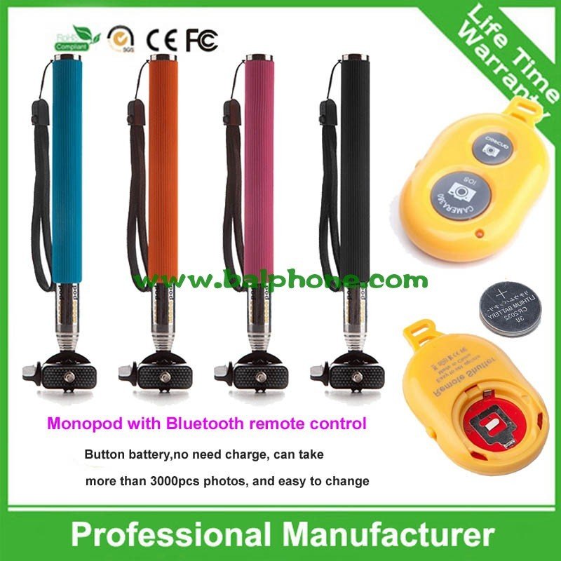 Selfie stick wireless bluetooth with remote controll made in china for mobile accessory