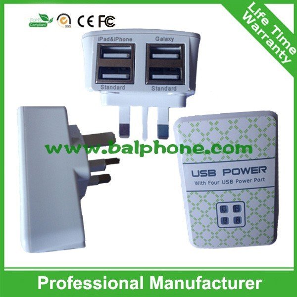 Mini 4 USB Ports Universal Power Adapter Wall Travel Charger for iPhone iPad Samsung