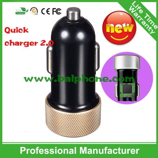 New arrival double-sided car charger Quick 2.0 charger for smartphone