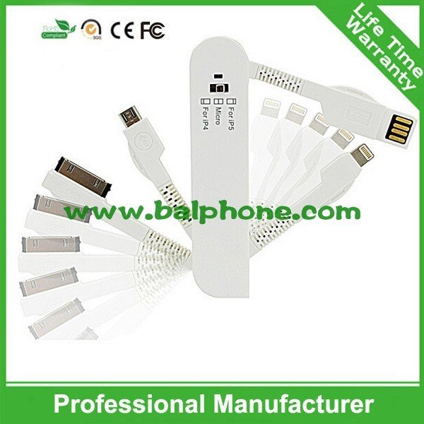 3 in 1 Swiss Army Knife Style USB OTG Data Cable for Smartphone with LED light