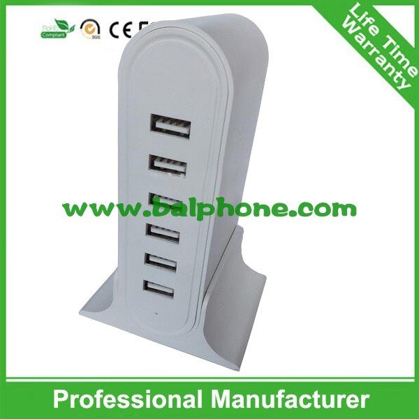 2016 Quick 2.0 6 USB wall charger AC adapter for mobile phone