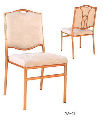 Metal wood look upholsteredt dining chair (YA-19)