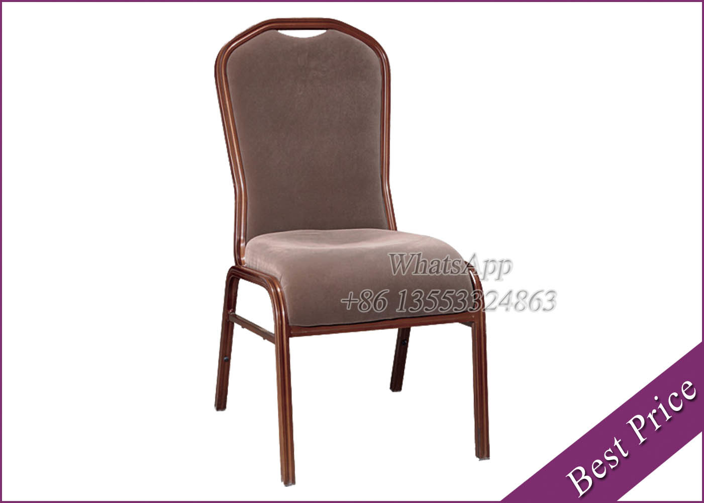 Metal Wood Look Upholstered Dining Chair (YA-13)