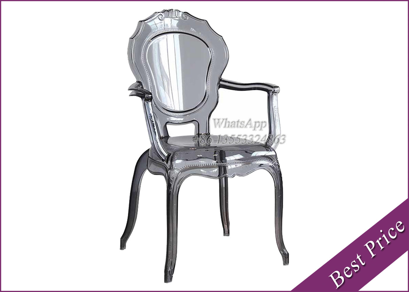 Outdoor Wedding Clear Crystal Chair With Arms Exporter (YC-117)
