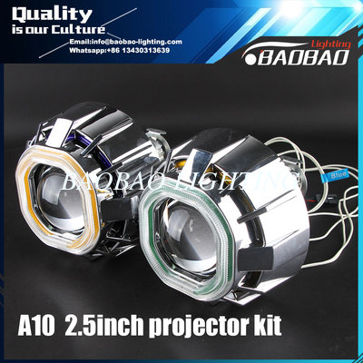 A10S  2.5inch 35w 55w bixenon hid projector lens light with double CCFL Angel eye supplier