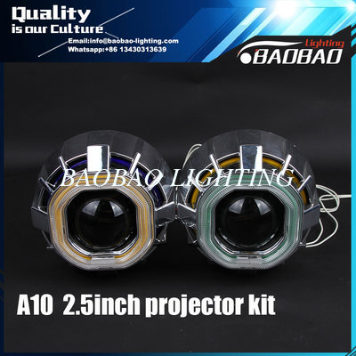 A10S  2.5inch 35w 55w bixenon hid projector lens light with double CCFL Angel eye supplier